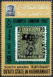Stamp: Swedish Stamp (Hadhramaut, Qu'aiti (Shihr & Mukalla)(Stamp ...