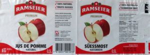 Drink Label: Ramseier (Zertifizierungsstelle OIC, SwitzerlandCol:CH ...