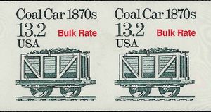Stamp: Railway Coal Car 1870s (United States of America(Transportation ...