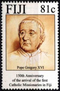 Stamp: Pope Gregory XVI (Fiji(150th Anniv. of Arrival of Catholic ...