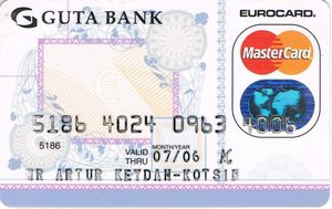 Tarjeta de Banco: Eurocard Mastercard (Guta Bank, RusiaCol:RU-MC-0755