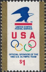 Stamp: USPS Eagle Logo w/ Olympic Rings (United States of AmericaSn:US ...