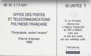 Carte téléphonique: Polynésie, Soleil Levant (Office des Postes et ...