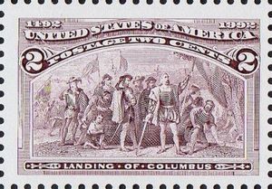 Stamp: Landing of Columbus (United States of America(Voyages of ...
