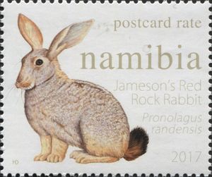 Stamp: Jameson's Red Rock Rabbit (Pronolagus randensis) (Namibia ...