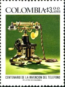 Stamp: First phone from Colombia (Colombia(Telephone Invention, 1st ...