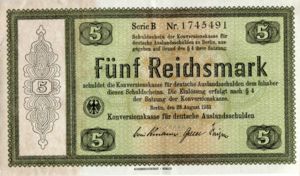 Banknote: 5 Reichsmark (Germany(1933 Issue - Conversion Fund For German ...