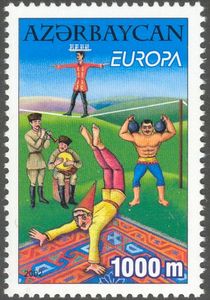 Stamp: Europa - Ropewalker, Strong Men and Clowns (Azerbaijan(Europa (C ...