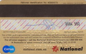 Bank Card: National (National Australia Bank, AustraliaCol:AU-MC-0012