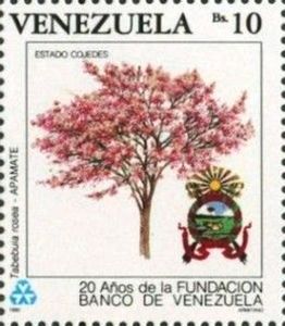 Stamp: Apamate (Tabebuia rosea) (Venezuela(Bank of Venezuela - Tree and ...