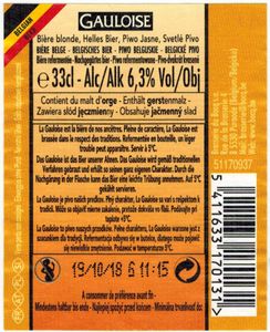 Drink Label: Gauloise Blonde-Blond (Brasserie Du Bocq, BelgiumCol:BE ...