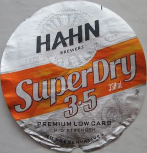 Drink Label: Hahn Super Dry 3.5 (Hahn Brewing Company, AustraliaCol:AU ...