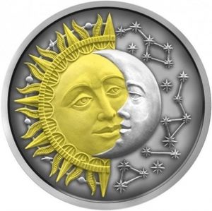 Coin: 5 Dollars (Sun and Moon) (Niue(Numismatic Product - Celestial Bodies)