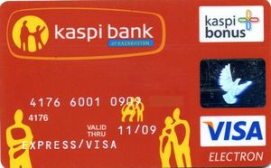 Bank Card: Kaspi Bonus VE (Kaspi Bank, KazakhstanCol:KZ-VE-0024.01