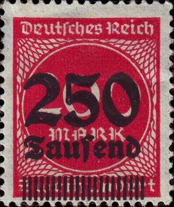 Stamp: Surcharge - 250T on 200m (numbers) (German Realm(Inflation ...