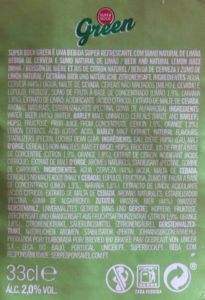 Drink Label: Super Bock Green (Unicer Bebidas, PortugalCol:PT-BEER-000036
