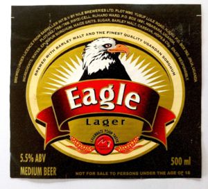 Drink Label: Eagle Lager (Nile Breweries LTD., UgandaCol:UG-BEER-000008