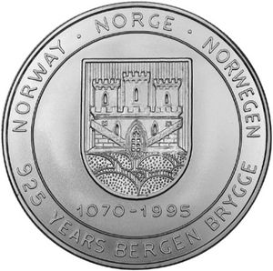 Coin: 5 Ecu (925 YEARS BERGEN BRYGGE) (Fantasy Issues) (Norway) Col:FF ...