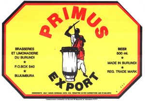 Drink Label: Primus Export (Brasseries et Lemonaderie du Burundi ...