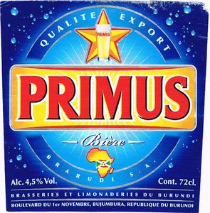 Drink Label: Primus (Brarudi S.A., BurundiCol:BI-BEER-000010