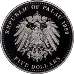 Coin: 5 Dollars (Kaiser Wilhelm II) (Palau) (International Coins) WCC:km17