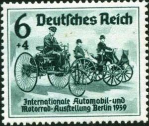Stamp: The first cars of Benz (1885) and Daimler (1886) (German Realm ...