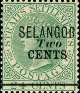 Stamp: Straits Settlements Stamp Overprinted and Surcharged (Selangor ...