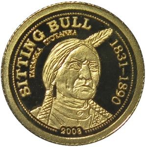 Coin: 1 Dollar (Sitting Bull) (Palau(Smallest Gold Coins of the World ...