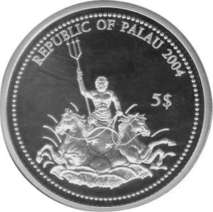 Coin: 5 Dollars (Loggerhead turtle) (Palau) (Marine-Life Protection ...