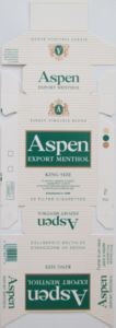 Cigarette Pack: Aspen Export Menthol (Portugal) Col:PT-CT-0008