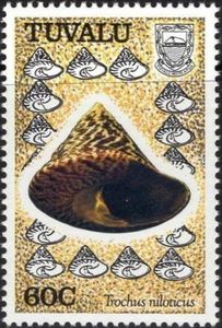 Stamp: Commercial Top Shell (Trochus niloticus) (Tuvalu(Sea Shells) Mi ...