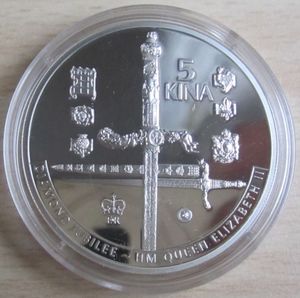 Moeda: 5 Kina (Diamond Jubilee of Queen Elizabeth II - Sword of State ...