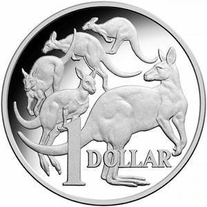 Coin: 1 Dollar (5 Kangaroos - Silver edition) (Australia(1970~Today ...
