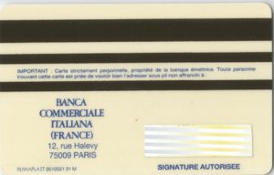 Bank Card: Carte Bleue Visa, Banca Commerciale Italiana (France) (Banca ...