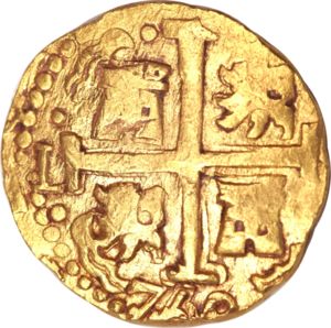 Coin: 4 Escudos (Peru) (1700~1746 - Spanish Colonial Philip V) WCC:km37