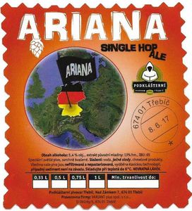 Drink Label: Ariana single hop ale (Podklasterni pivovar Trebic, Czech ...