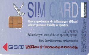 Carte téléphonique: Sim card GSM Schlumberger (Test, Proof, Sample ...