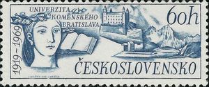 Stamp: Comenius University in Bratislava, 50th Anniversary ...