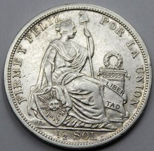 Moneda: ½ Soles (Perú(1863~1965 - República (decimal) Circulación) Col ...