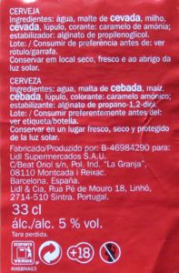 Drink Label: Argus (Lidl & Cia, PortugalCol:PT-BEER-000038