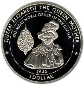Coin: 1 Dollar (Queen Elizabeth, wife of George VI gets the Order ...
