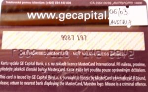 Bank Card: GE Capital Bank (GE Capital Bank, Czech RepublicCol:CZ-MC-0003.04