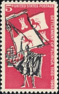 Stamp: Spanish Explorer, Royal Flag of Spain, and Ships (United States ...