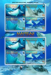Stamp: Spotted eagle ray (Aetobatus narinari) (Grenadines of St ...