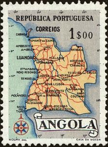 Stamp: Map of Angola (Angola(Map of Angola) Mi:AO 395,Sn:AO 389,Yt:AO ...