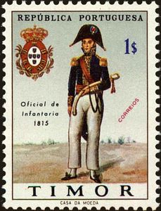 Stamp: Infantry Officer 1815 (Timor(Military Uniforms) Mi:TL 349,Sn:TL ...