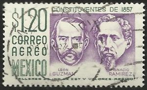 Stamp: León Guzmán & Ignacio Ramírez (Mexico(Constitution from 1857) Mi ...