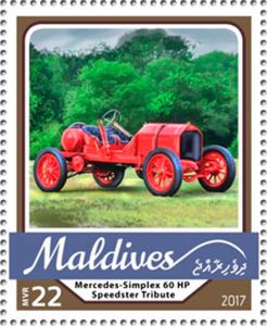 Stamp: Mercedes-Simplex 60 HP Speedster Tribute (Maldives) (The Modern ...