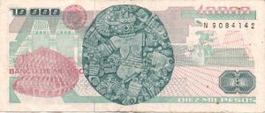 Banknote: 10,000 Pesos (Mexico(1985-1991 Issue) Wor:P-90a.6