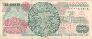 Banknote: 10,000 Pesos (Mexico(1985-1991 Issue) Wor:P-90d.8